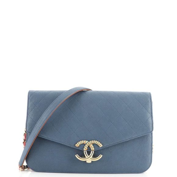 CHANEL | Bags | Chanel Thread Around Chain Flap Bag Quilted Caviar ...